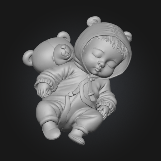 👶 Baby & Teddy Bear Sleeping・ STL File for 3D printing・Cults