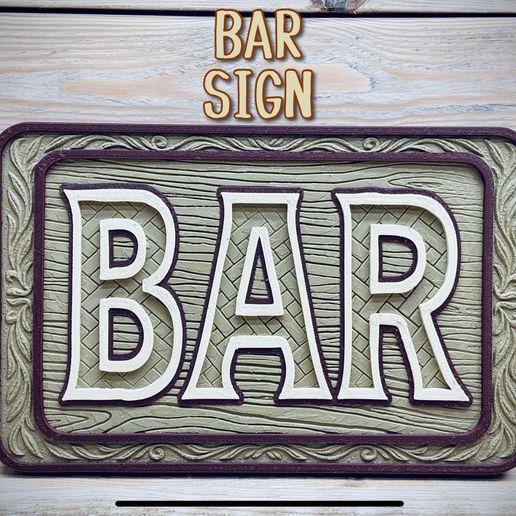 🧑‍🎤 BAR sign・ STL File for 3D printing・Cults