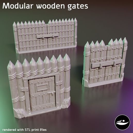 STL file Modular wooden gates 🪵 ・Model to download and 3D print・Cults