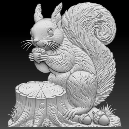 👼 Squirel CNC Relief Model・ STL File for 3D printing・Cults