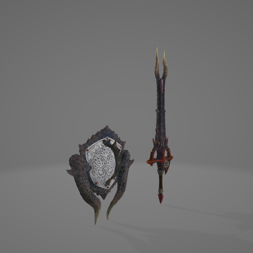 STL file MONSTER HUNTER WORLD FATALIS SWORD AND SHIELD 👹 (OBJ)・3D ...