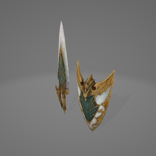 STL file MONSTER HUNTER WORLD GUILD PALACE SWORD AND SHIELD 👹 (OBJ)・3D ...