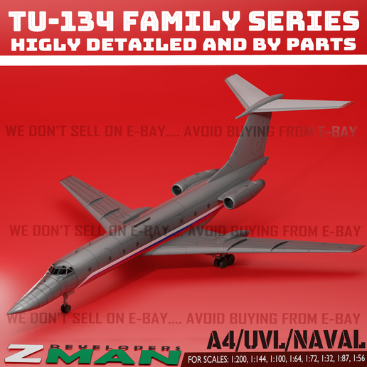 ️ Tu-134UVL/NAVAL (V15)・ STL File for 3D printing・Cults