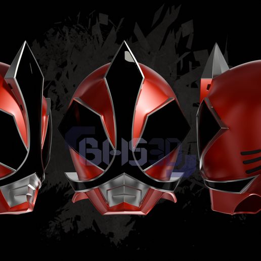 3D file Shinkenger Red Super Mega mode Helmet 3D STL File 🪖 ・3D print ...