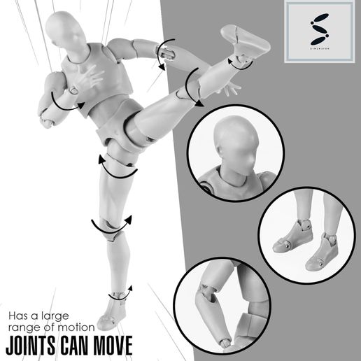 🤖 Male,Female STL Action Figure 3D Printing Male,Female Movable body ...