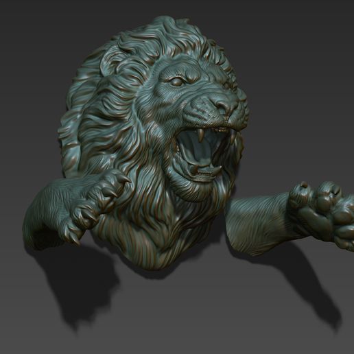 🦁 Lion leaping・ STL File for CNC machining - Laser cutting・Cults