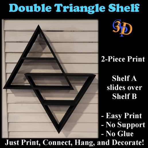 🔺 Large Double Triangle 3D Goth Wall Hanging Shelf STL・ STL File for 3D ...