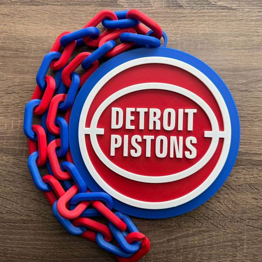 🏀 Detroit Pistons Logo Oversized Necklace, Pendant Chain・ 3D File for ...