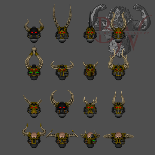 🛰 Evil space soldiers heads 1・ 3D File for 3D printing・Cults