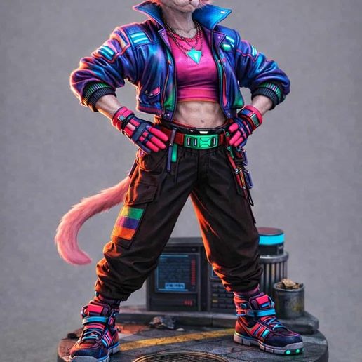 ♀️ Cyberpunk Catfolk, female - TTRPG Star Jammer Finder・ STL File for ...