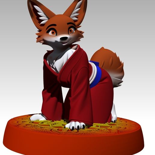 🦊 furry fox girl in a kimono・ STL File for 3D printing・Cults
