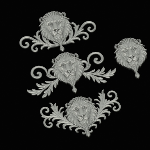 🦁 relief set lion animal symbol model・Free 3D File for 3D printing・Cults