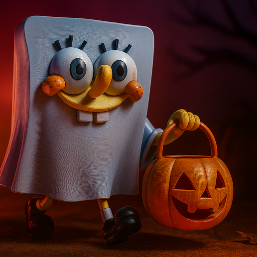 👻 SpongeBob Ghost Halloween 3D Print | Cute Cartoon Figurine with ...
