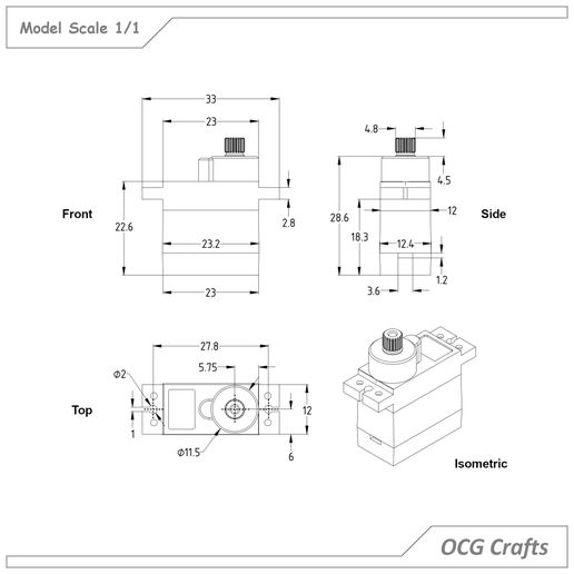 ⚡ Model Micro Servo Model Model MG90S SG90S・Free STL File for 3D ...