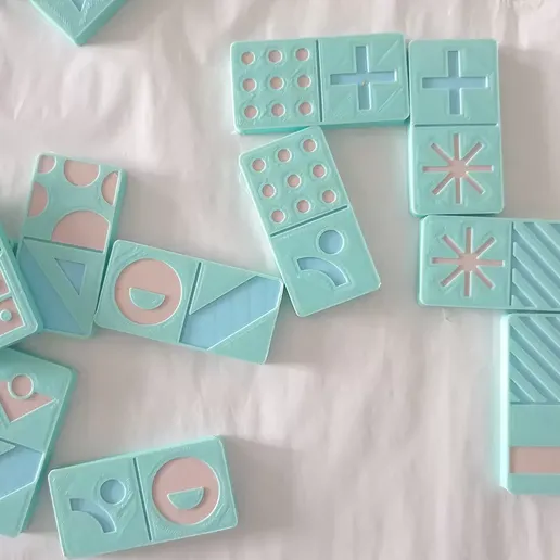 🧩 Set of 28 Shape Matching Dominoes・ STL File for ・Cults