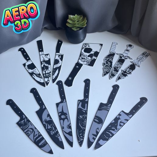 🎃 Spooky Horror Halloween Skulls Knives/Knife Pack・ STL File for 3D ...