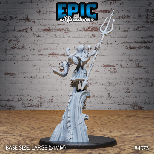 3D file Water Elemental Female Trident ‧ DnD Miniature ‧ Tabletop ...
