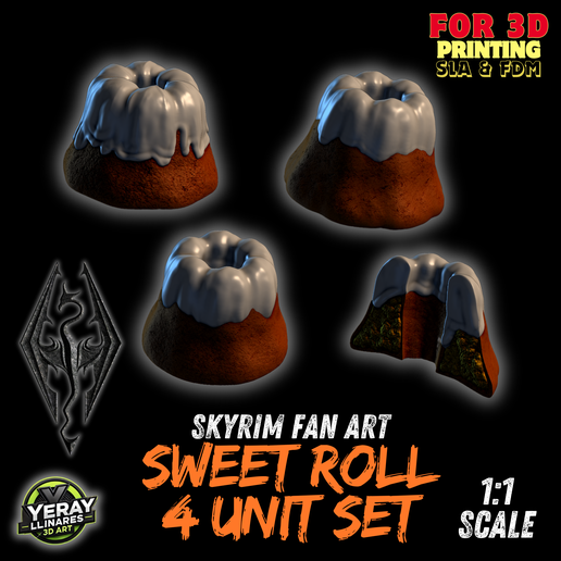 👾 Set of 4 Skyrim Sweet Rolls - 3D Replica for SLA and FDM Printing ...