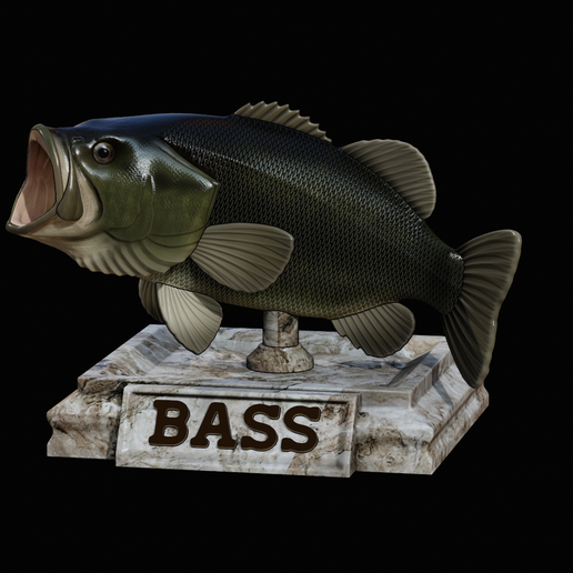 🐠 fish Largemouth Bass / Micropterus salmoides trophy statue detailed ...