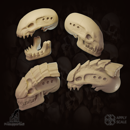 👽 Alien xeno dragons skulls and bones basing bits (creatures, monsters ...