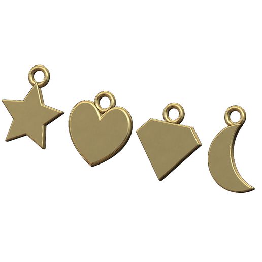 STL file Charms miniset heart moon diamond star 3D print model 💜 ・Model ...