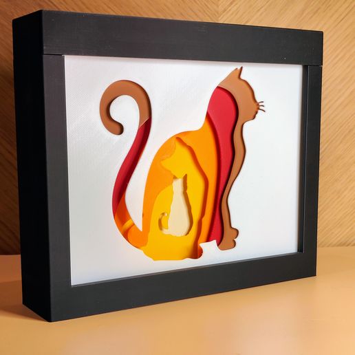 🐱 Cat Shadow Box (B)・ STL File for 3D printing・Cults