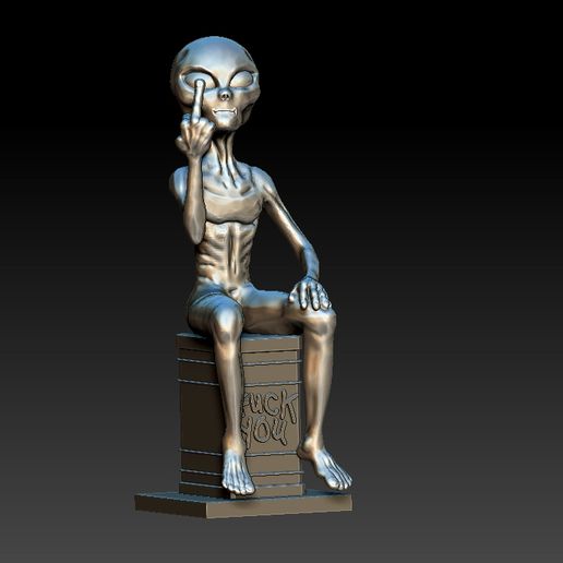 👽 Rude Alien - Middle finger - Fuck You・ STL File for 3D printing・Cults