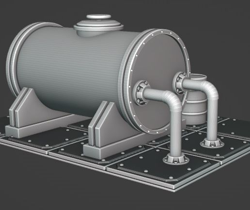 ⛽ Sci -Fi fuel tank with barrels・ STL File for 3D printing・Cults