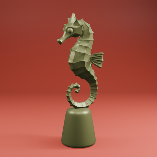 🌊🐎 Low Poly Seahorse STL - 3D Printable Ocean Animal Model with base ...
