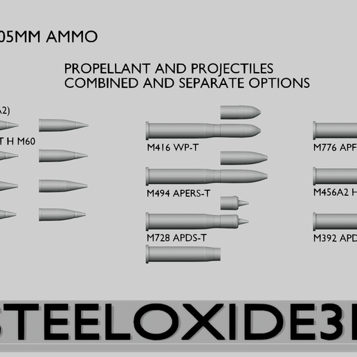 💣 NATO 105 mm munitions set for miniature・ STL File for 3D printing・Cults