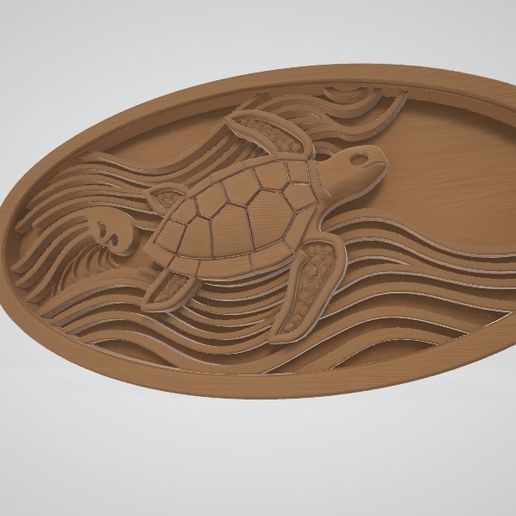 🐢 Sea Turtle - Relief Wood Carving・Free STL File for 3D printing・Cults