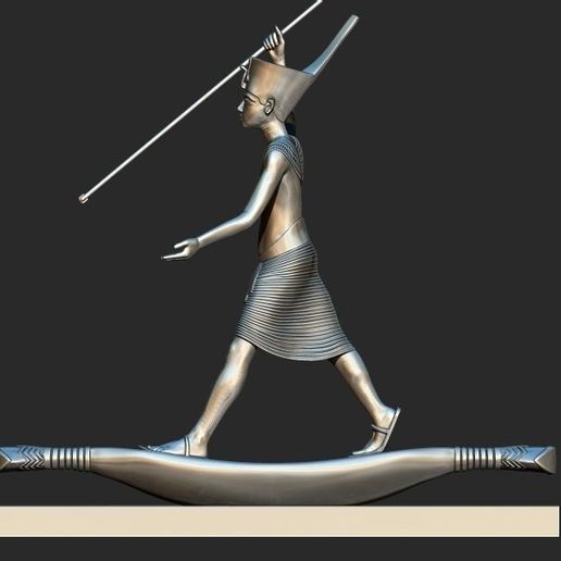 3D file Tutankhamun Harpooner canoe fishing reed boat 3d print model 🛶 ...