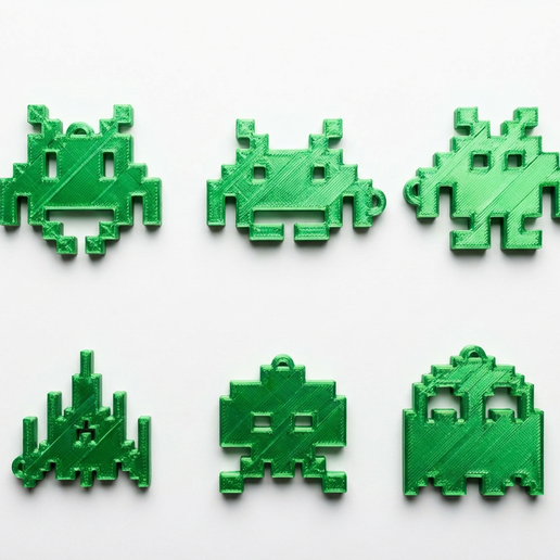 🛰 Space Invaders Pixel Keychains - Full Set of 6 Characters・ STL File ...