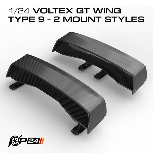 Fichier STL 1/24 Voltex GT Wing Type 9 - 2 styles de montage 🪶 ・Modèle ...