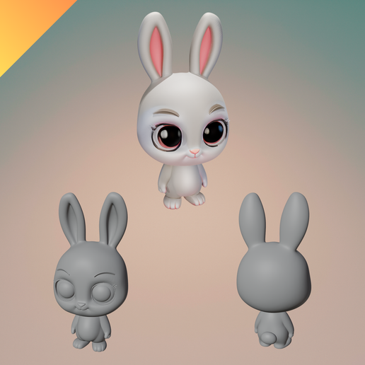 🐇 Cute Bunny Character – 3D Printable Rabbit Toy STL with Big Eyes・ STL ...