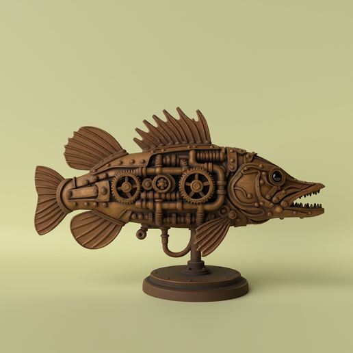🐠 Iron Pike - Escultura Steampunk de pez lucio・Archivo STL para ...