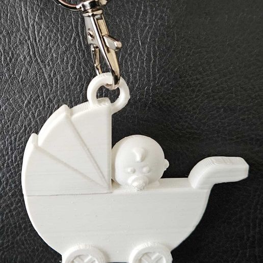 3D file Baby Carriage Keychain 👶 ・3D print design to download・Cults
