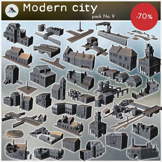 🏙️ Modern city pack No. 9 - Modern WW2 WW1 World War Diaroma Wargaming ...