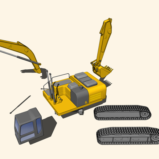 🚜 EXCAVATOR TRACTOR TRUCK CAR LIFT CRANE VEHICLE CAR ROPE 026・ STL File ...