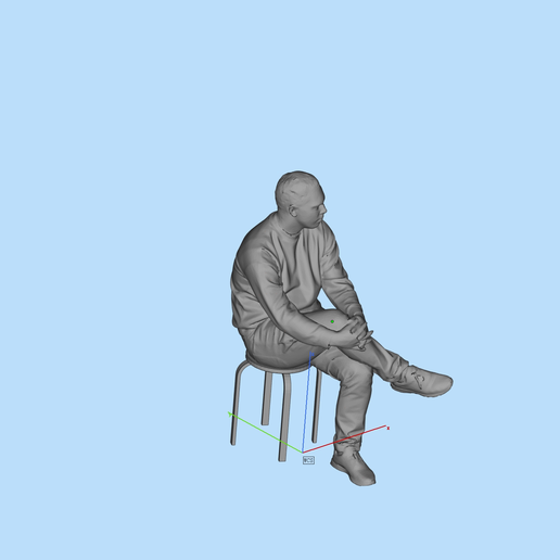 STL file Miniature figure man sitting with his legs crossed1/64 👨 ...