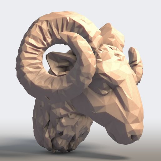 🐏 Ram Head 3D Model for Printing Low Poly・ STL File for 3D printing・Cults