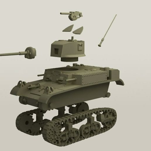🔫 Stuart M3A1 (M3L) with sponson gun (US, WW2, Lend-Lease)・ 3D File for ...