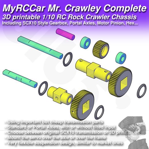 🪨 MyRCCar Mr. Crawley Complete. 1/10 Customizable RC Rock Crawler ...