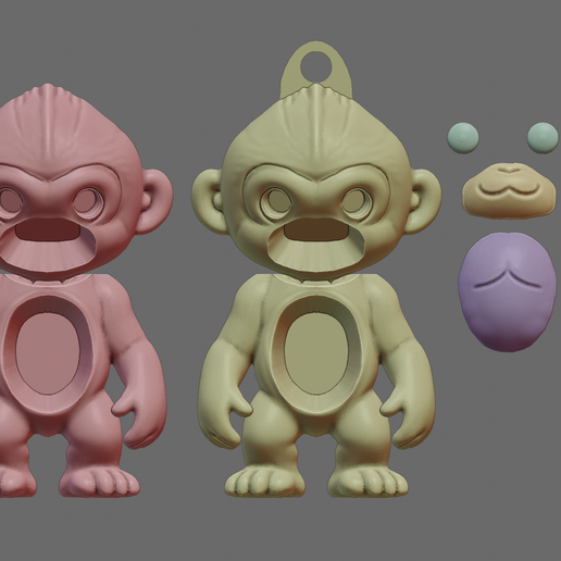 🐒 CUTE MONKEY + KEYCHAIN VERSION・ STL File for 3D printing・Cults