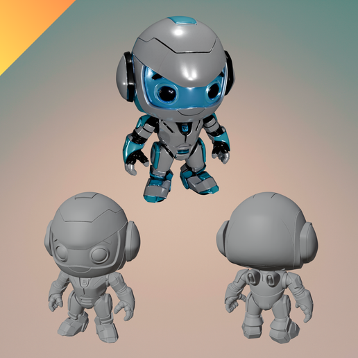 🤖 Cute Futuristic Robot – 3D Printable STL + Textured GLB Format for ...