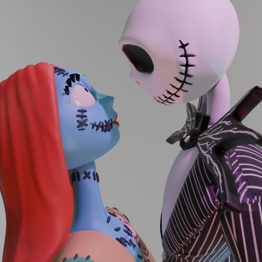 3D file SALLY AND JACK - NIGHTMARE BEFORE CHRISTMAS 25CM 🎄 ・3D printing idea to download・Cults
