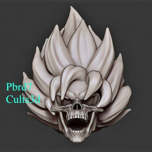 💀 GOKU DRAGONBALL SKULL・ STL File for ・Cults