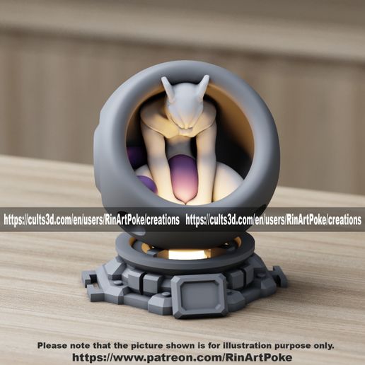 🐉 Mewtwo in healing machine pods (EASY PRINT NO SUPPORT)・ STL File for ...