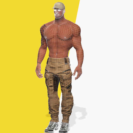 🫡 Muscle Stylized Strongman Bodyguard Commander Low-poly 3D model Low ...