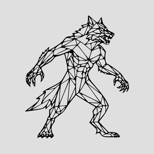 🐺 Werewolf Line Art Wall Art・Free STL File for 3D printing・Cults